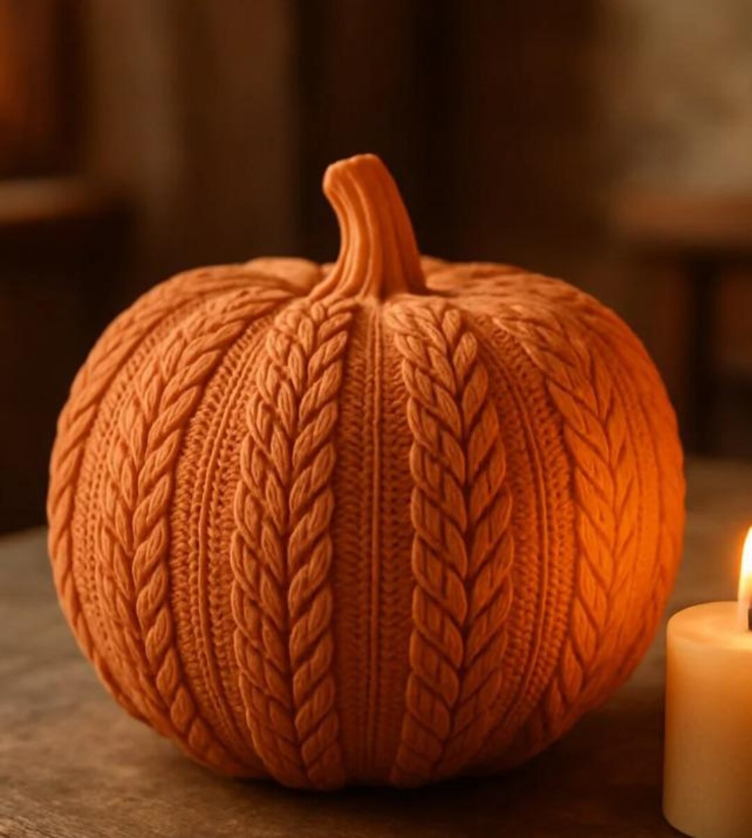 Handmade 3D Printed Knit Pattern Pumpkin Decoration - Fall Home Decor ...