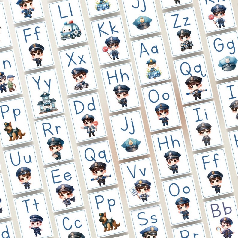 Editable Letter Flashcards With Police Print - Sensory Play - Canva ...