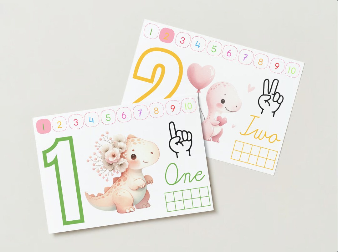 Customizable Sensory Play Dough Mat With Numbers 1-10 and Cute Dino ...