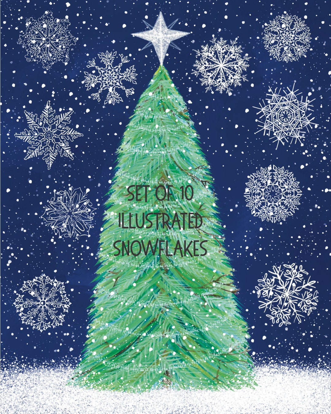 Christmas/winter Snowflakes, Hand Illustrated Snowflake Clip Art ...