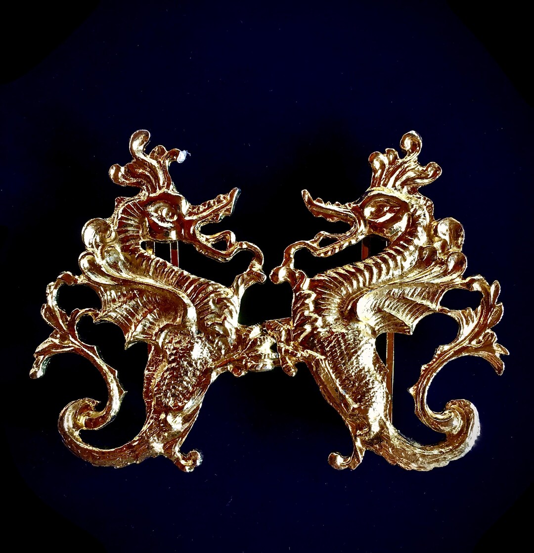Spectacular Vintage Golden Double Dragon Clasp Buckle - Etsy