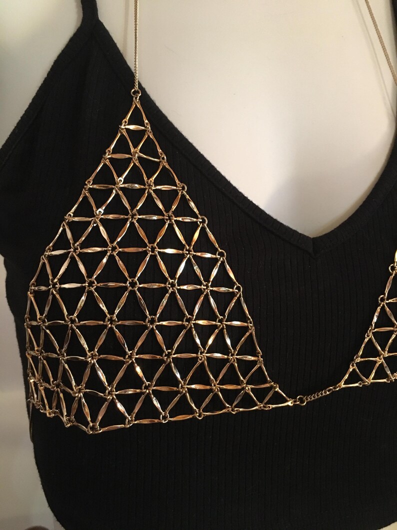 Golden Flower of Life Goddess Metal Chain Bralette, Body Jewellery ...