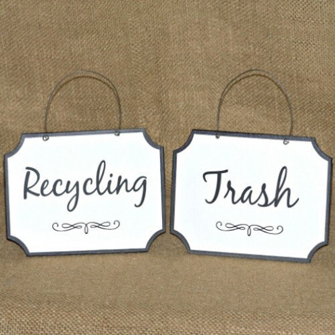 Home or Office Signs, Workplace Recycling and Trash, Two Indoor Hanging ...