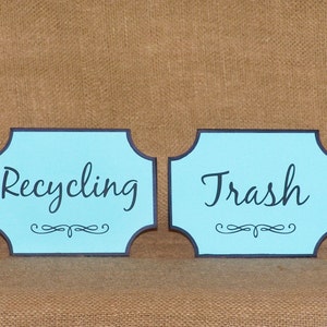 Home or Office Signs, Workplace Recycling and Trash, Two Indoor Hanging ...