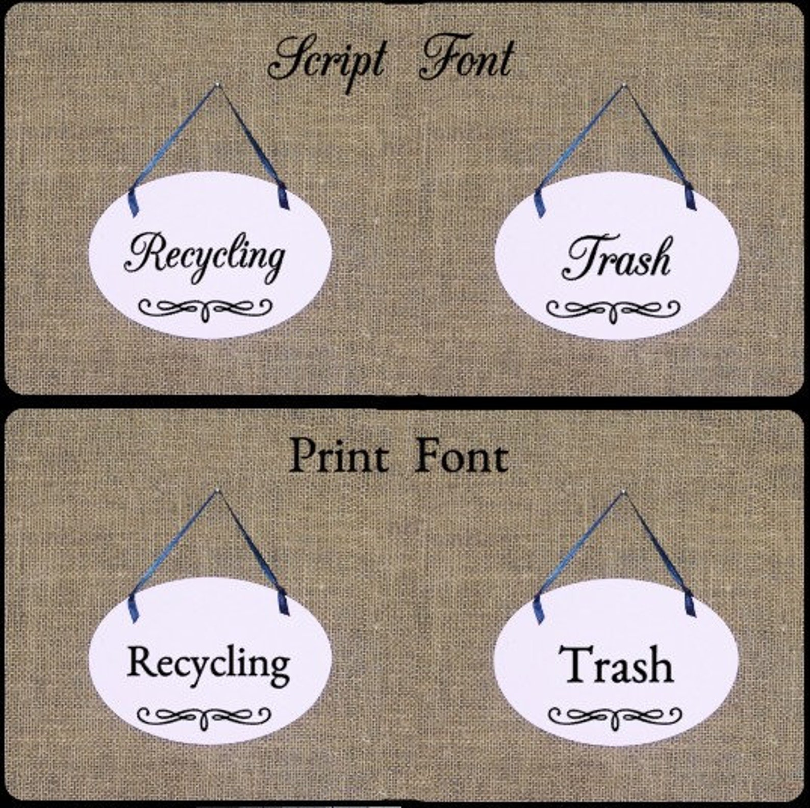 Home or Office Signs, Oval Workplace Recycling and Trash, Two Indoor ...