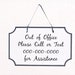 Out of Office Notice Call or Text Phone Number Sign, Workplace Display ...