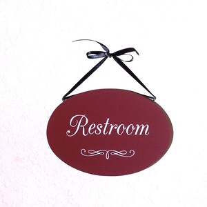 Oval Wall Plaque, Restroom Hanging Sign, Wood Home Decor, Modern ...