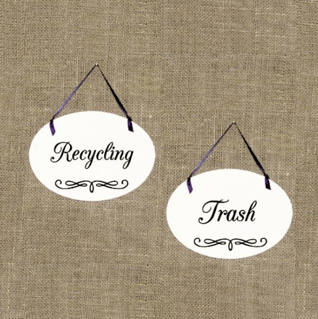 Home or Office Signs, Oval Workplace Recycling and Trash, Two Indoor ...