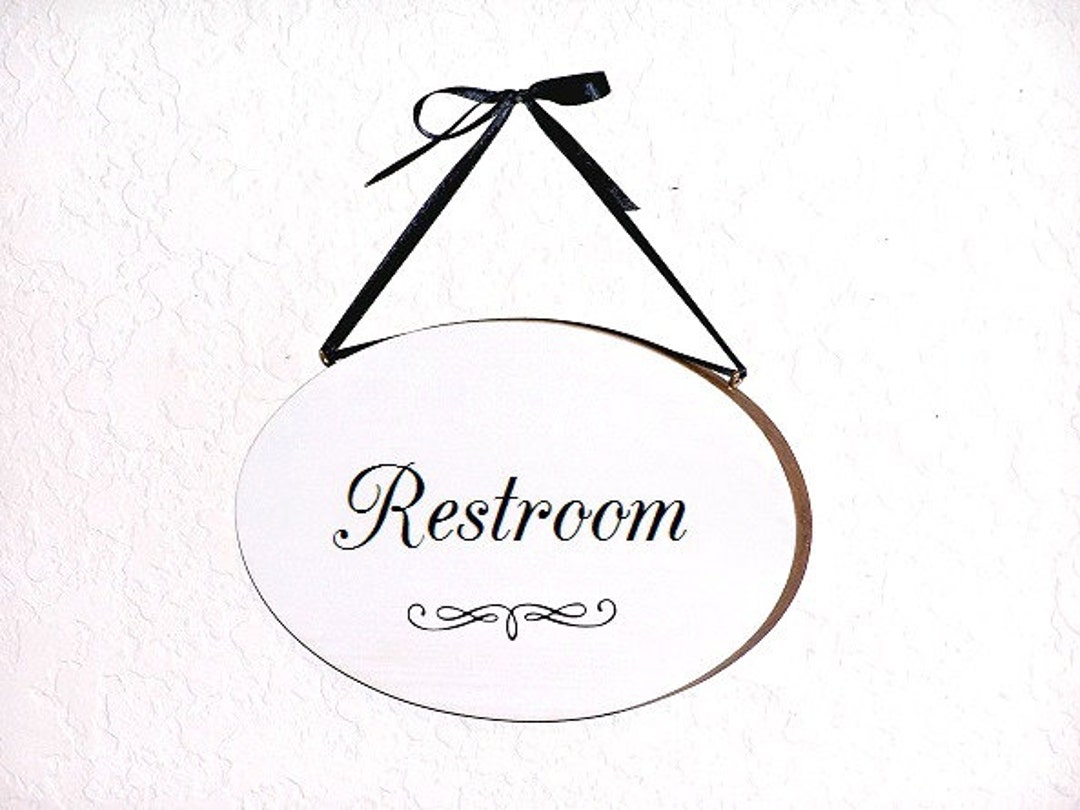 Oval Wall Plaque, Restroom Hanging Sign, Wood Home Decor, Modern ...