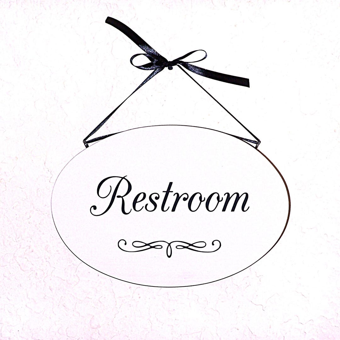 Oval Wall Plaque, Restroom Hanging Sign, Wood Home Decor, Modern ...