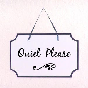 Quiet Please Small Sign, Wall Hanging Plaque, Office or Home Notice ...