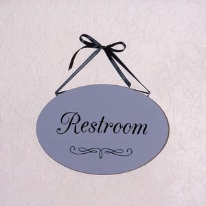 Oval Wall Plaque, Restroom Hanging Sign, Wood Home Decor, Modern ...