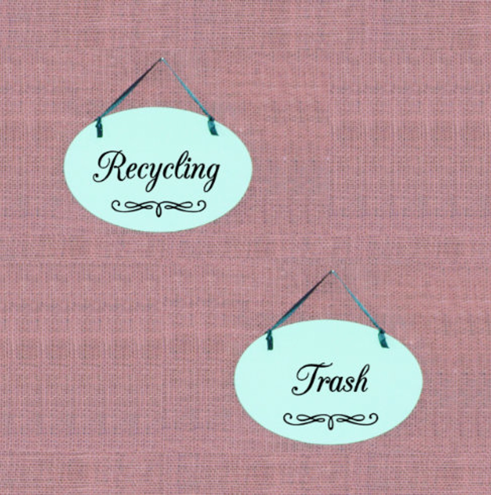 Home or Office Signs, Oval Workplace Recycling and Trash, Two Indoor ...