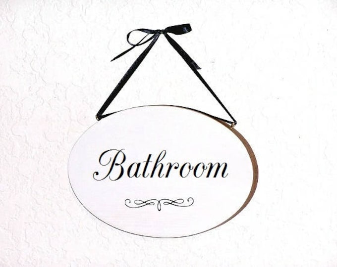 Oval Bathroom Hanging Sign Wood Home Decor Office Wall - Etsy