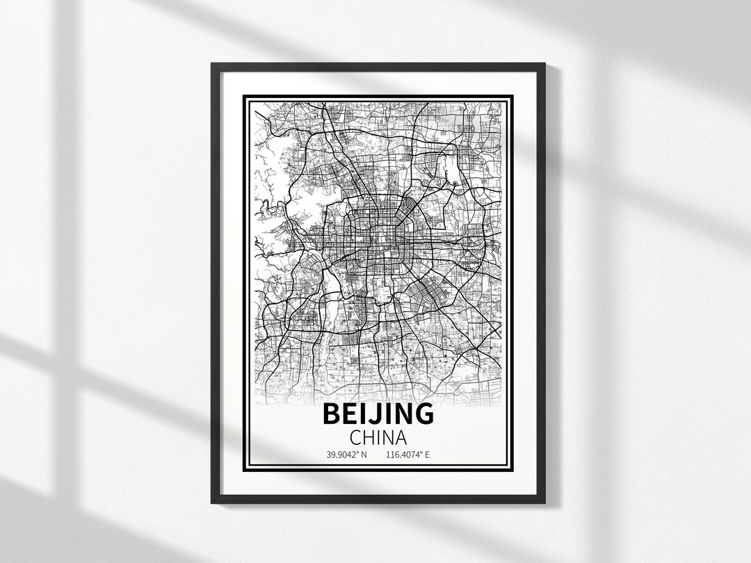Beijing China Map Print, Beijing Map Print Poster Canvas, Office Wall ...