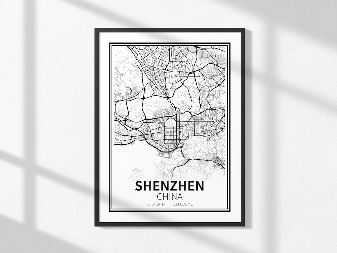 Shenzhen China Map Print, Shenzhen Map Print Poster Canvas, Shenzhen ...