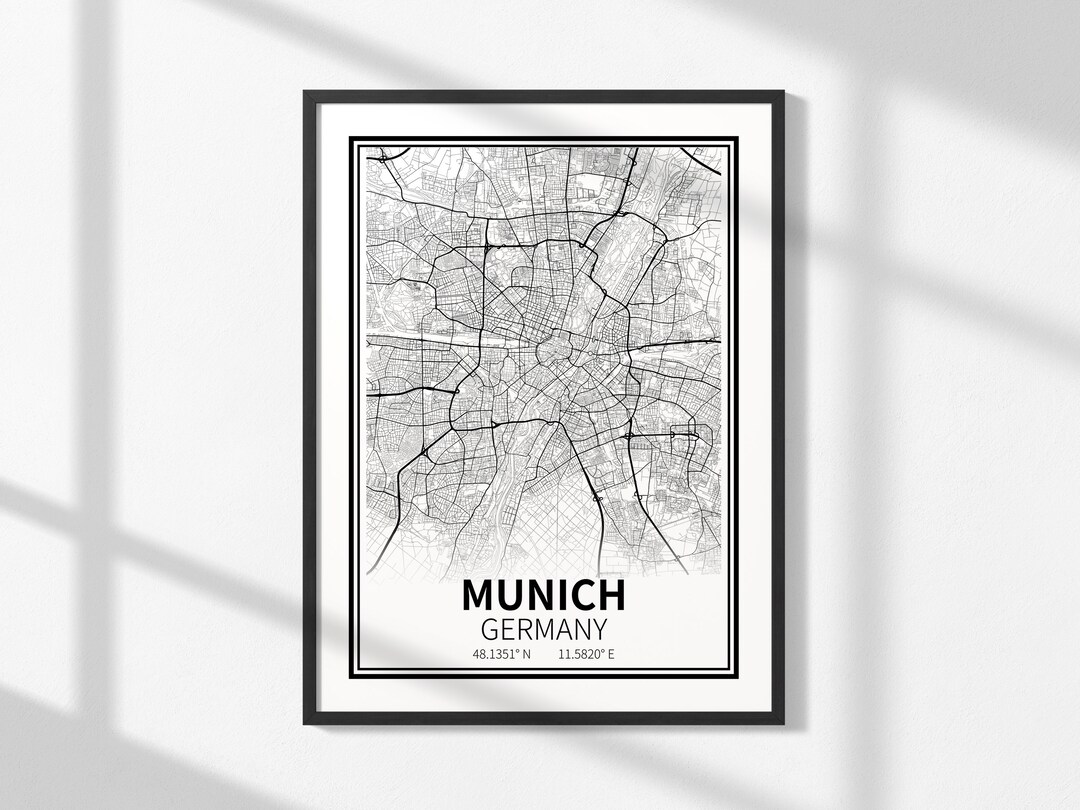 Munich Germany Map Print, Munich Map Print Poster Canvas, Munich City ...