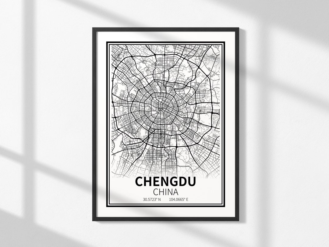 Chengdu China Map Print, Chengdu Map Print Poster Canvas, Chengdu Gift ...