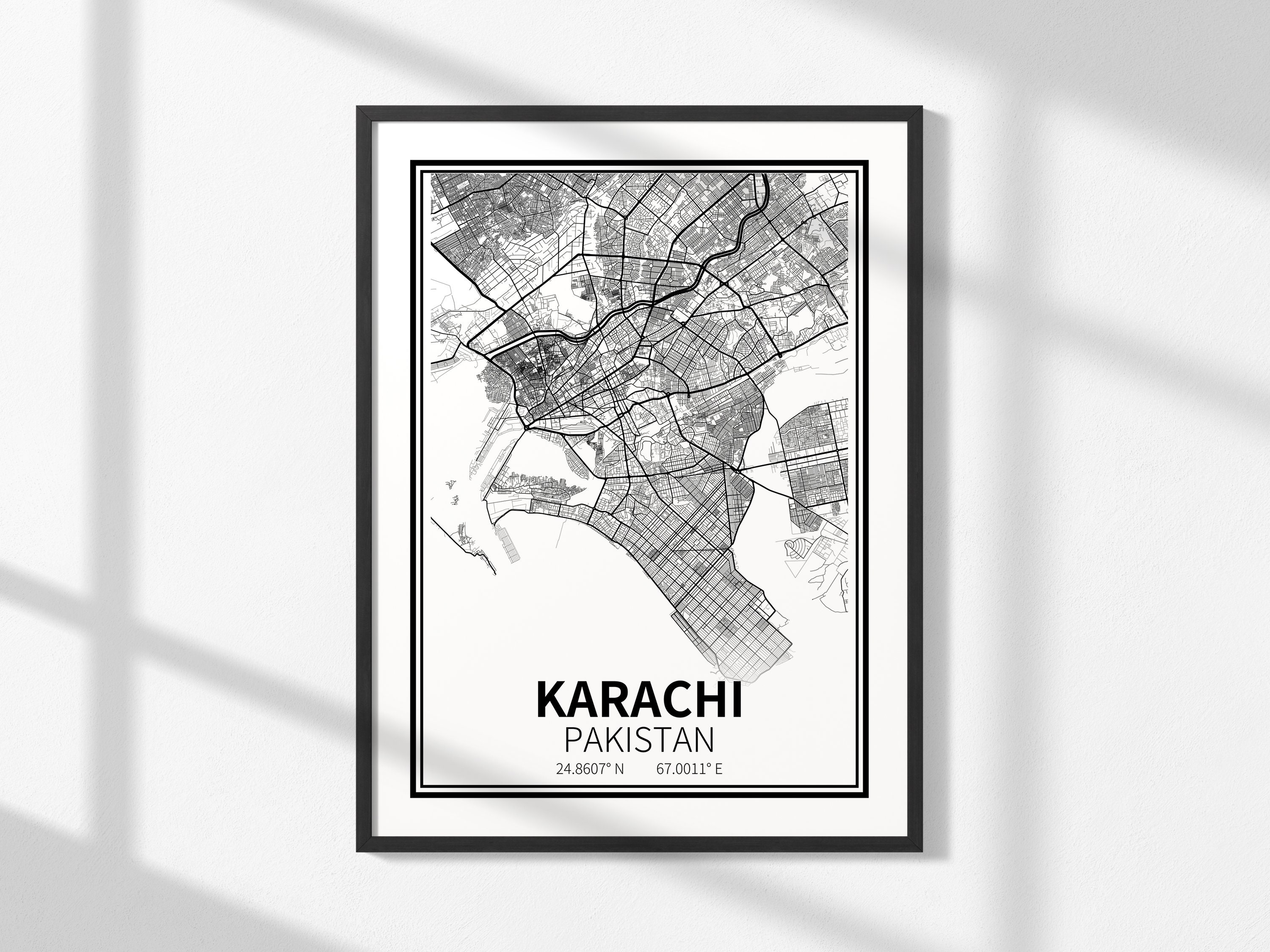 Karachi Pakistan Map Print, Karachi Map Print Poster Canvas, Modern ...