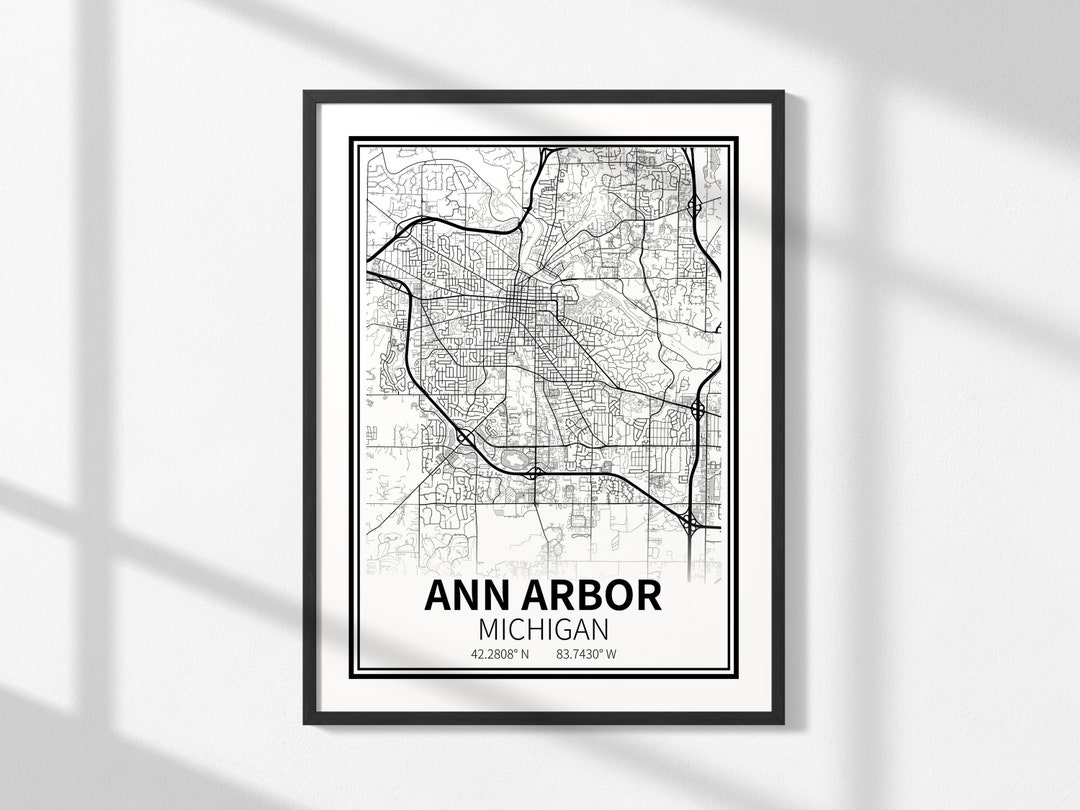 Ann Arbor Michigan Map Print, Ann Arbor Map Print Poster Canvas, Modern ...