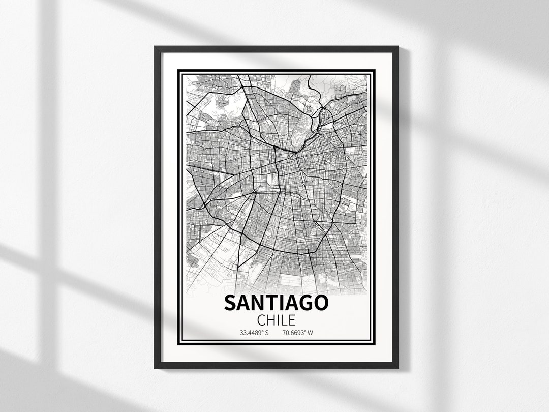Santiago Chile Map Print, Santiago Map Print Poster Canvas, Santiago ...