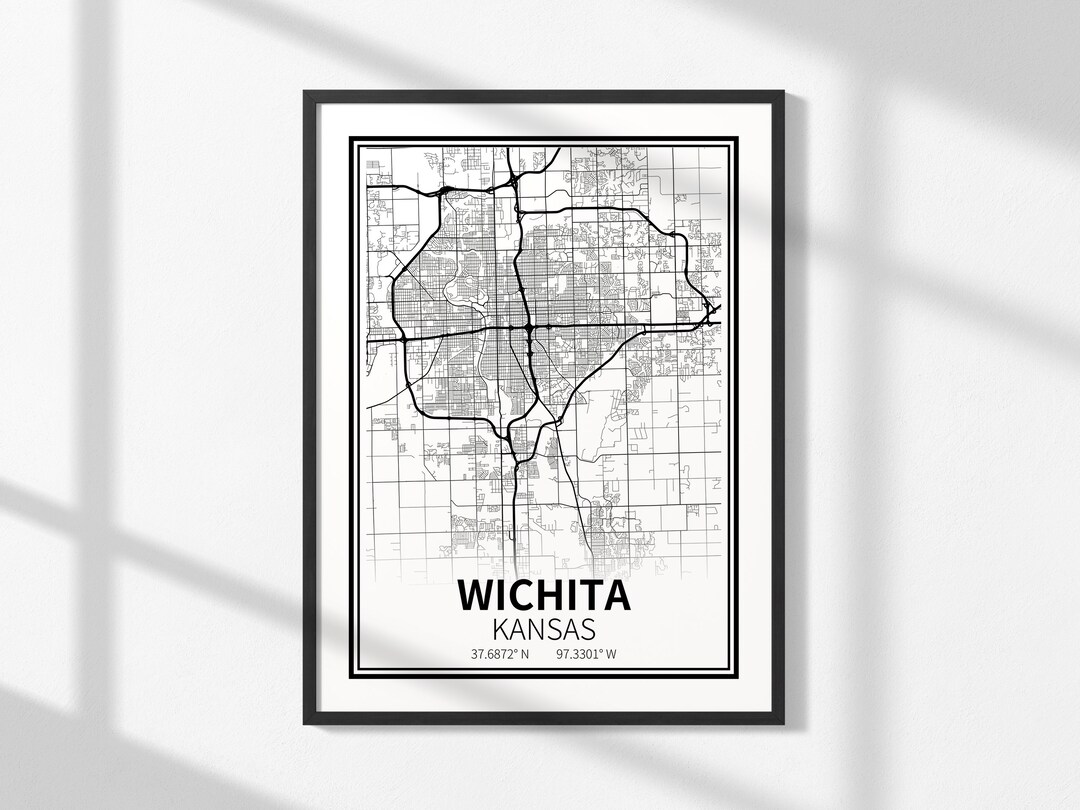 Wichita Kansas Map Print, Wichita Map Print Poster Canvas, Wichita City ...