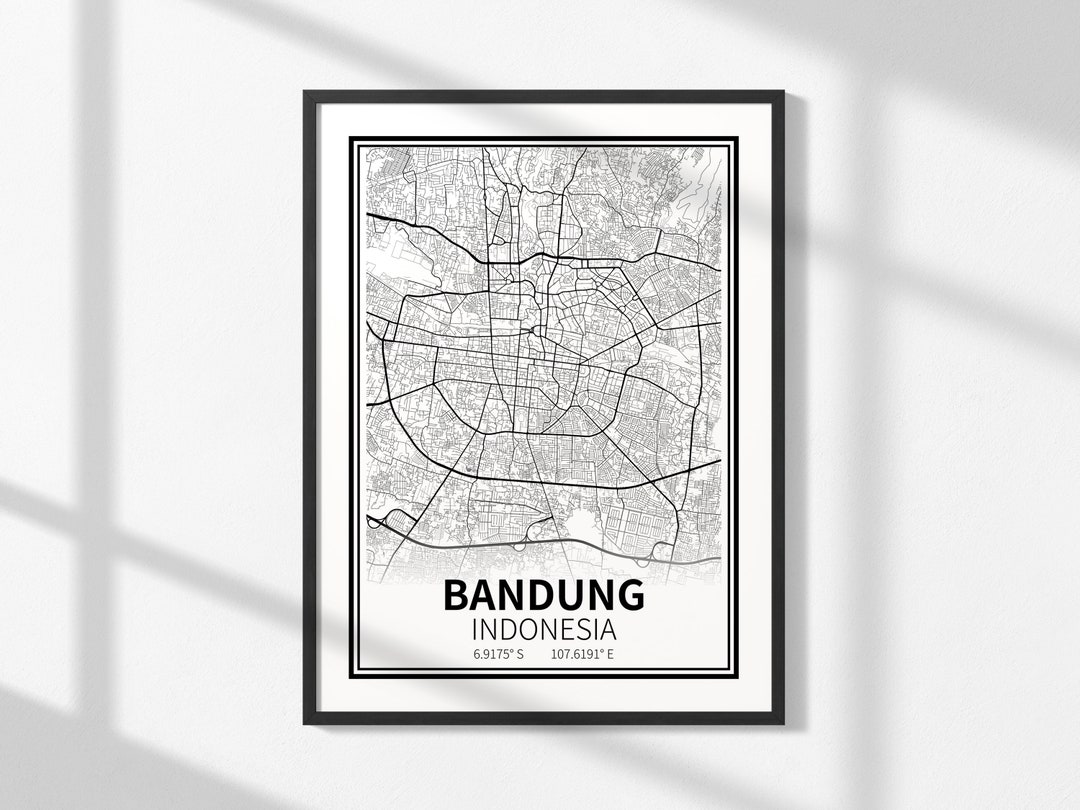 Bandung Indonesia Map Print, Bandung Map Print Poster Canvas, Bandung ...