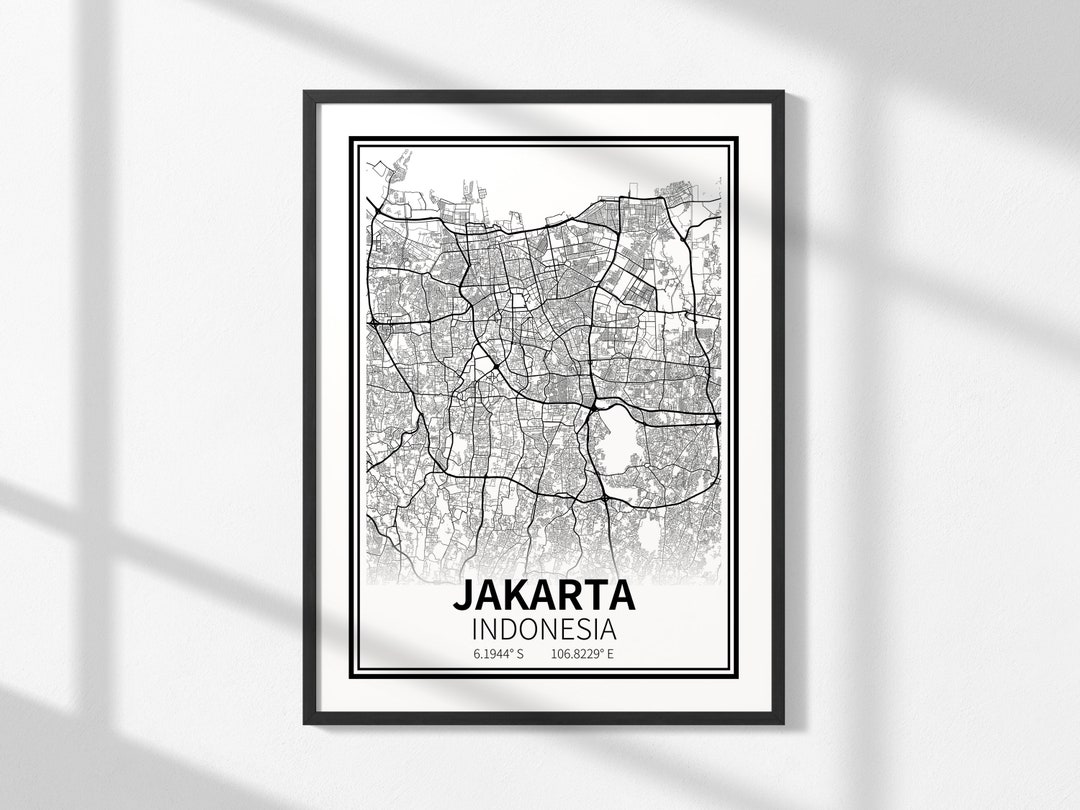 Jakarta Indonesia Map Print, Jakarta Map Print Poster Canvas, Jakarta ...