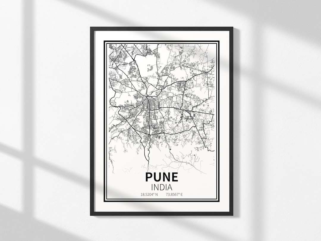 Pune India Map Print, Pune Map Print Poster Canvas, Pune Gift, Modern ...