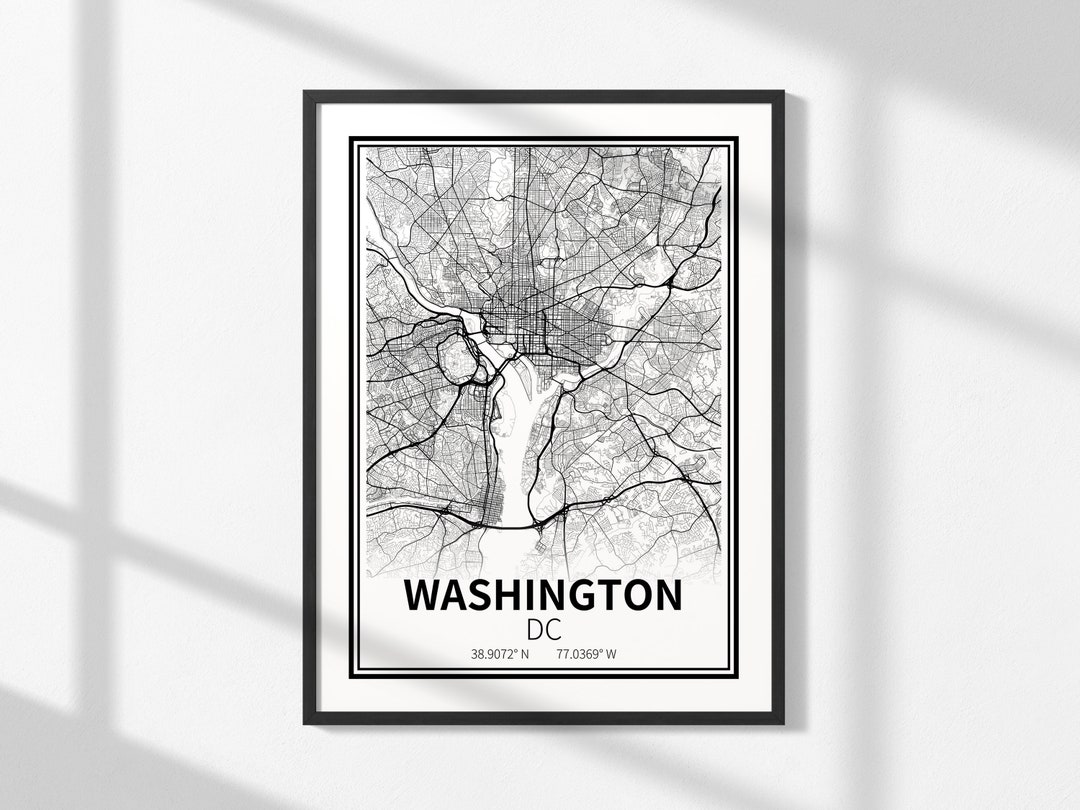 Washington DC Map Print, Washington Map Print Poster Canvas, Washington ...