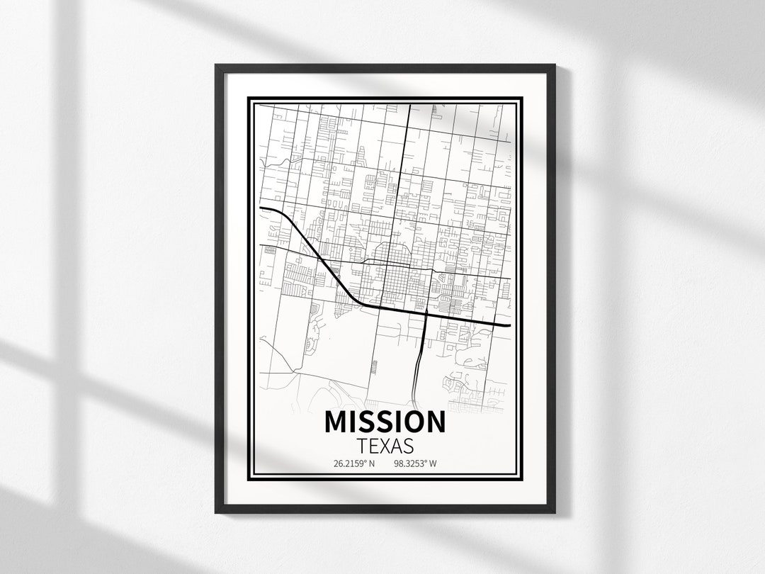 Mission Texas Map Print, Mission Map Print Poster Canvas, Mission Texas ...