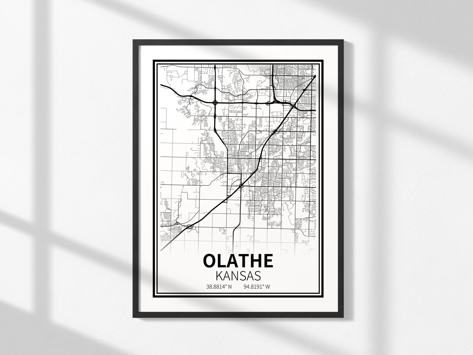 Olathe Kansas Map Print, Olathe Map Print Poster Canvas, Olathe Kansas ...