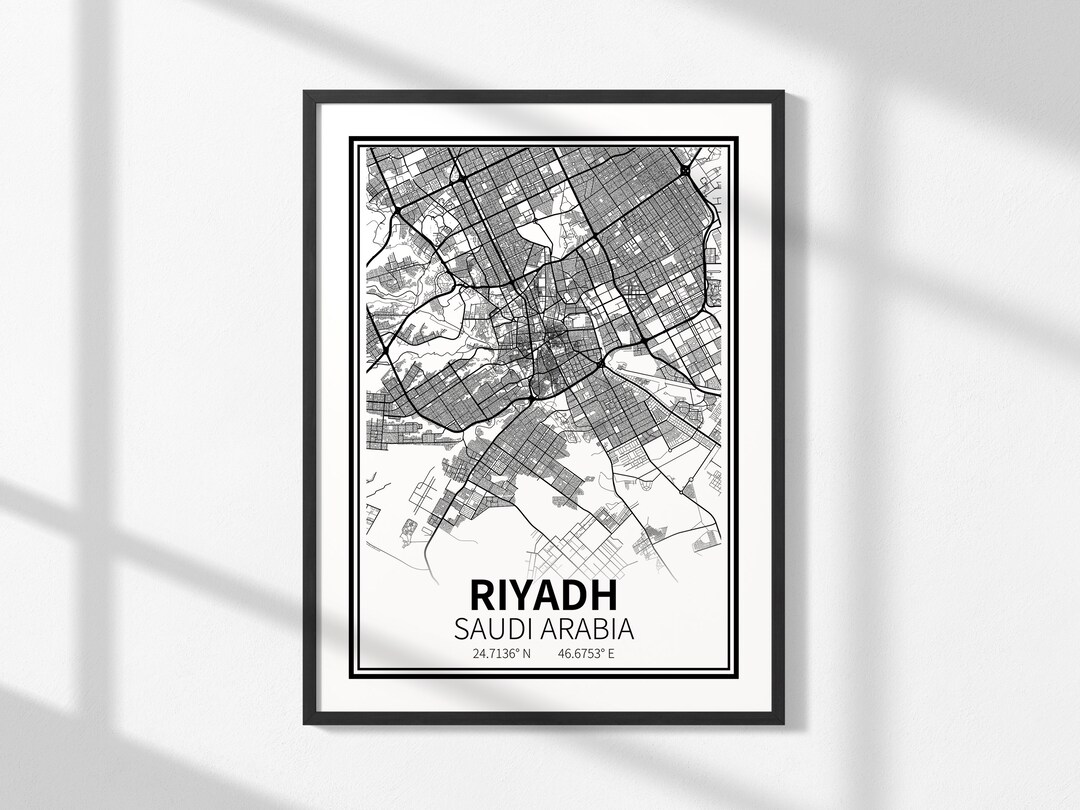 Riyadh Saudi Arabia Map Print, Riyadh Map Print Poster Canvas, Riyadh ...
