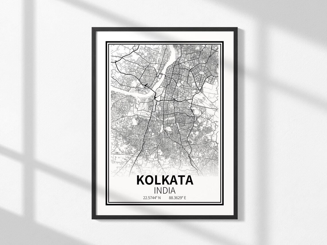Kolkata India Map Print, Kolkata Map Print Poster Canvas, Kolkata India ...