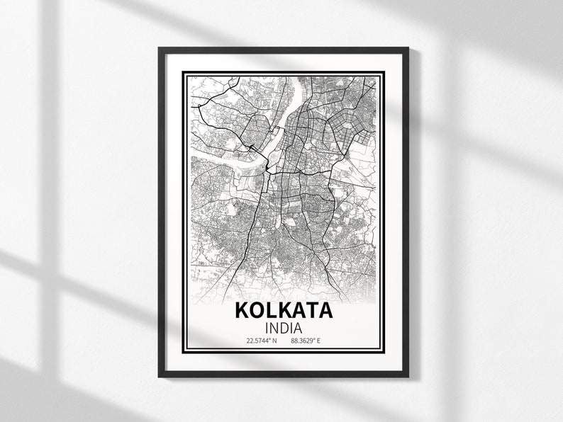 Kolkata India Map Print, Kolkata Map Print Poster Canvas, Kolkata India ...