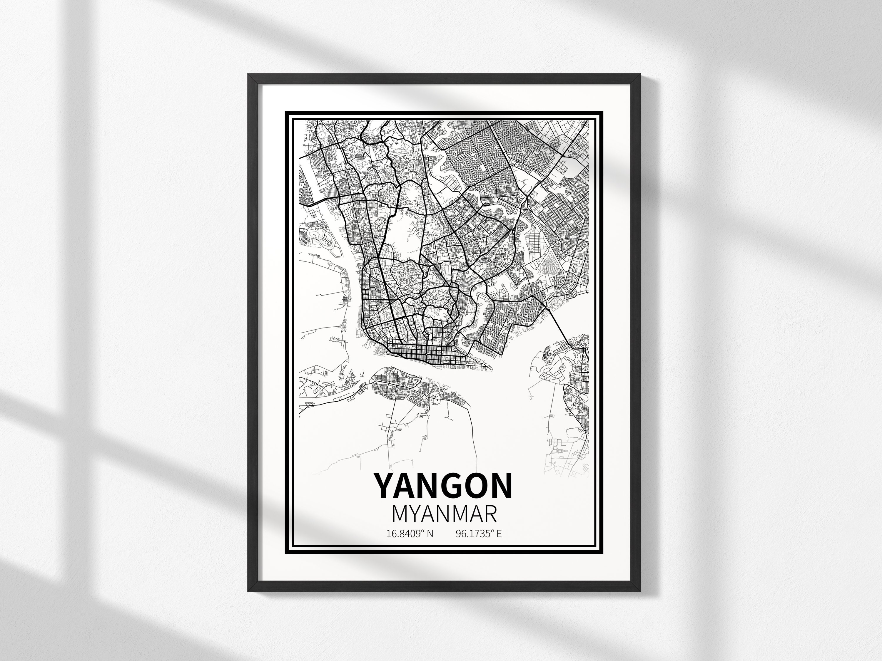 Yangon Myanmar Map Print, Yangon Map Print Poster Canvas, Yangon Gift ...