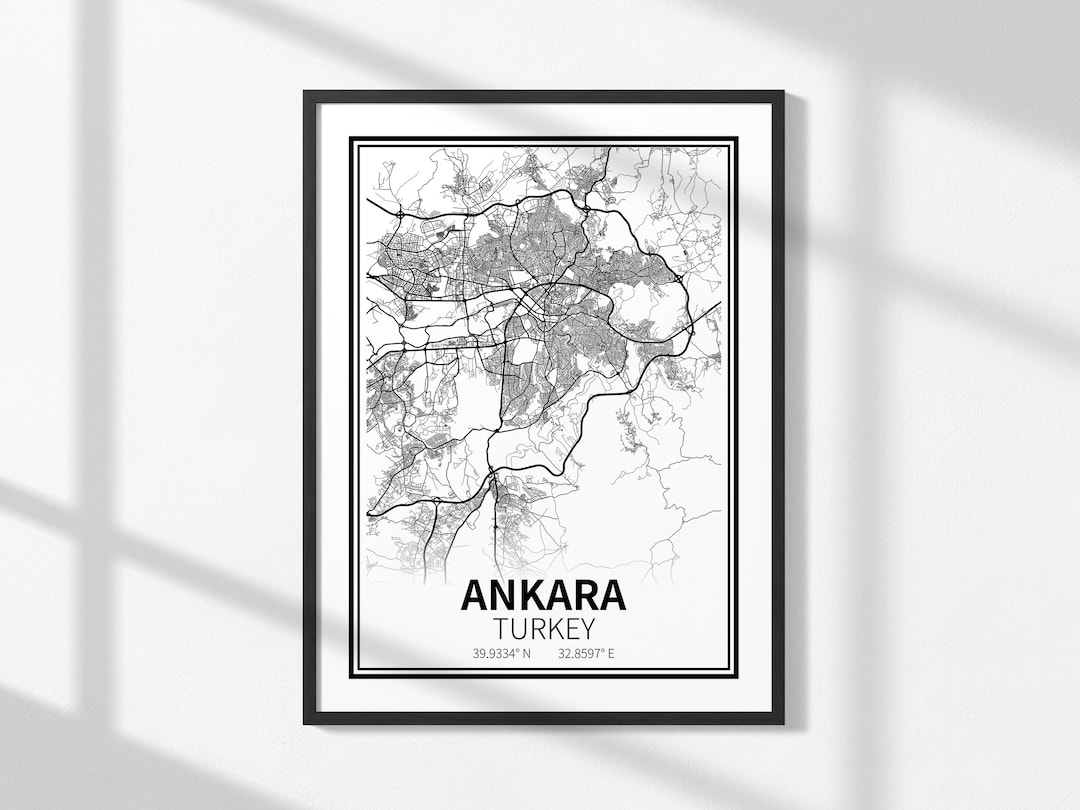 Ankara Turkey Map Print, Ankara Map Print Poster Canvas, Map of Ankara Turkey, Modern City Map ...