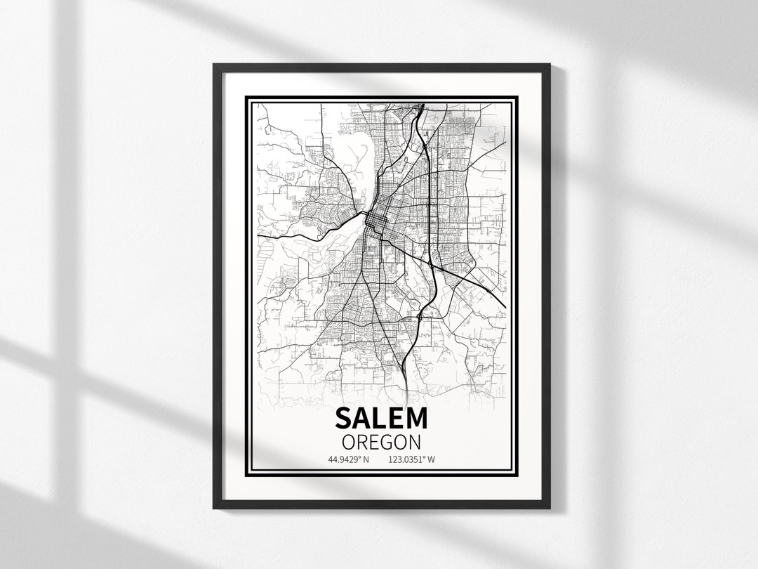 Salem Oregon Map Print, Salem Map Print Poster Canvas, Salem Map, Salem ...