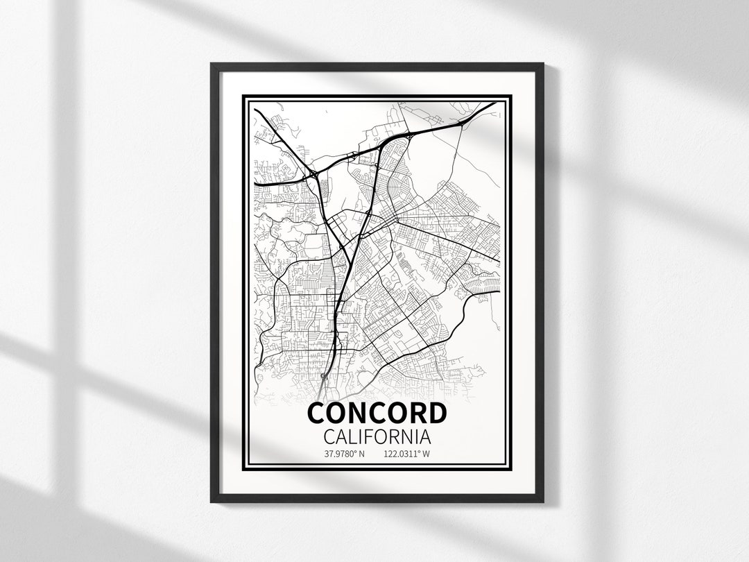 Concord California Map Print, Concord Map Print Poster Canvas, Concord ...