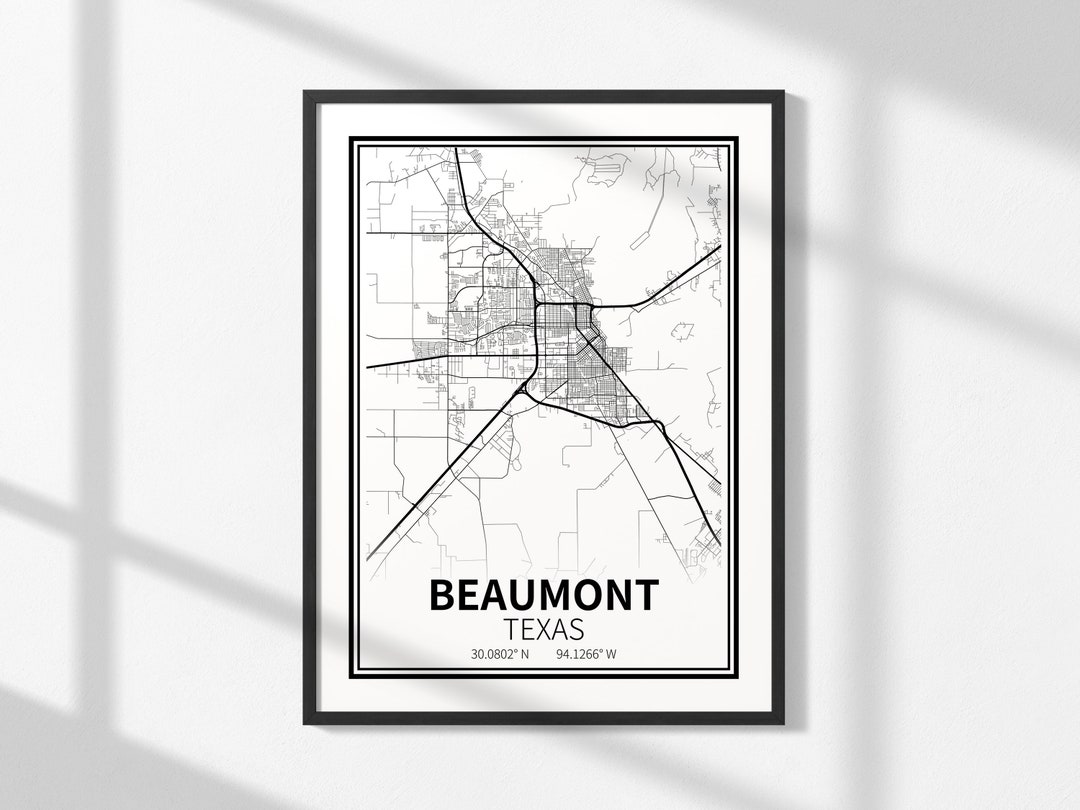Beaumont Texas Map Print, Beaumont Map Print Poster Canvas, Beaumont ...