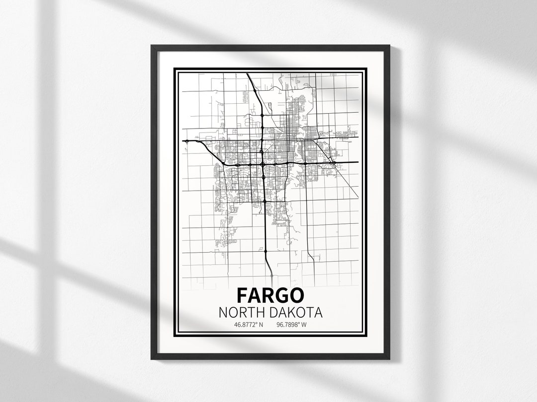 Fargo North Dakota Map Print, Fargo Map Print Poster Canvas, Office ...
