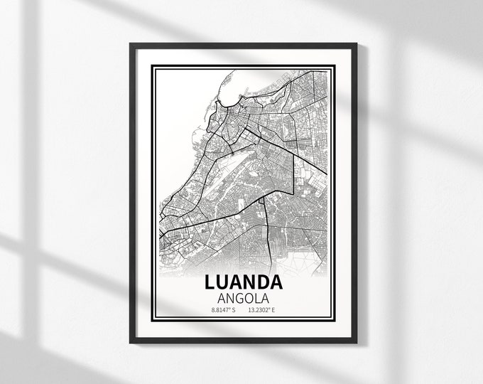 Luanda Angola Map Print, Luanda Map Print Poster Canvas, Luanda Travel ...