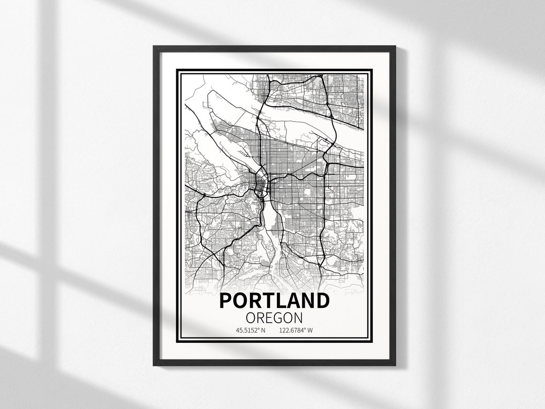 Portland Oregon Map Print, Portland Map Print Poster Canvas, Map of ...
