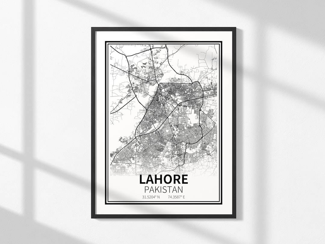 Lahore Pakistan Map Print, Lahore Map Print Poster Canvas, Lahore ...