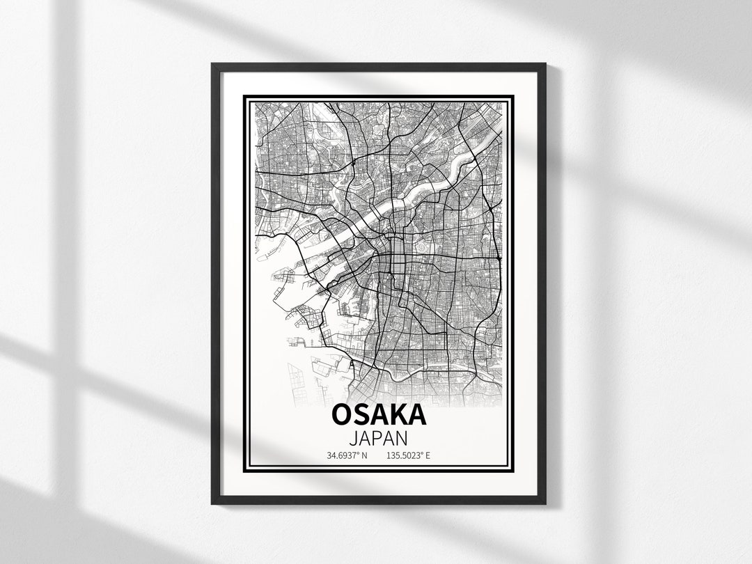 Osaka Japan Map Print, Osaka Map Print Poster Canvas, Osaka Wall Art ...