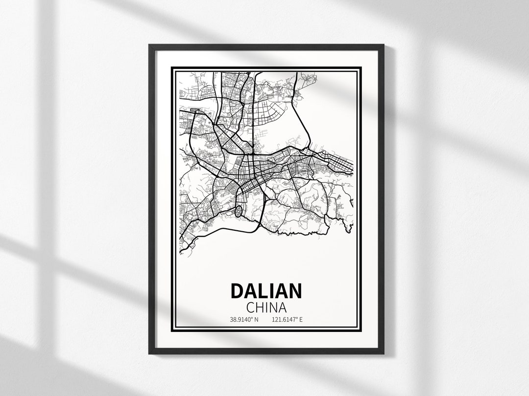 Dalian China Map Print, Dalian Map Print Poster Canvas, Dalian Map Art ...