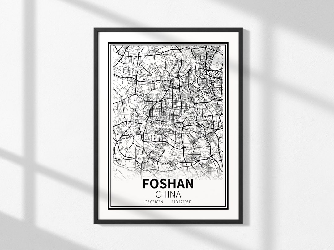 Foshan China Map Print, Foshan Map Print Poster Canvas, Modern City Map ...