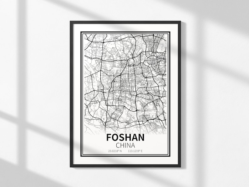 Foshan China Map Print, Foshan Map Print Poster Canvas, Modern City Map ...