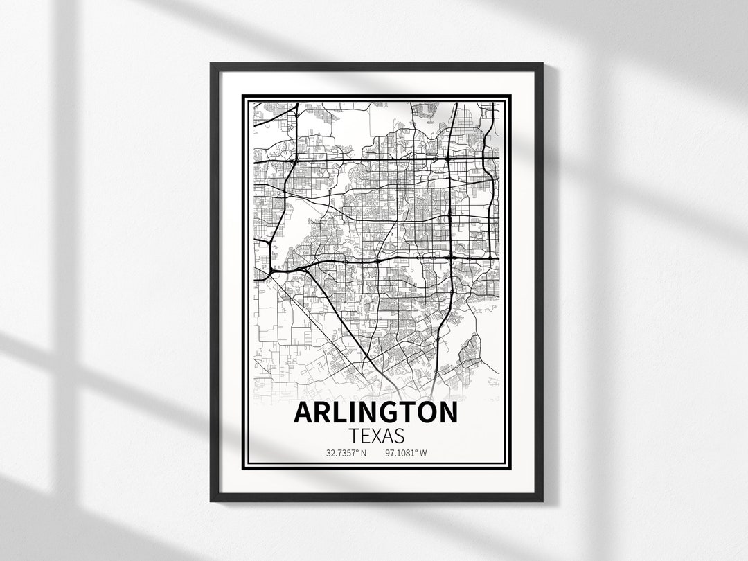 Arlington Texas Map Print, Arlington Map Print Poster Canvas, Arlington City Road Map Poster ...