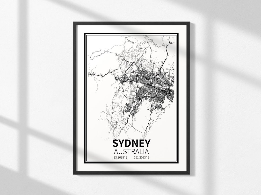 Sydney Australia Map Print, Sydney Map Print Poster Canvas, City Street ...